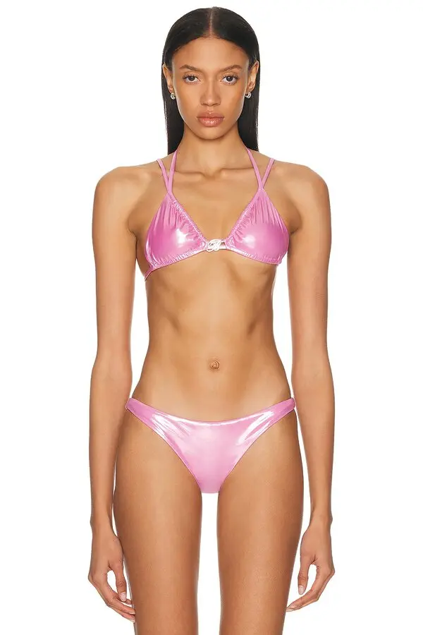 Blumarine Laminated Bikini Top - Wild Rose