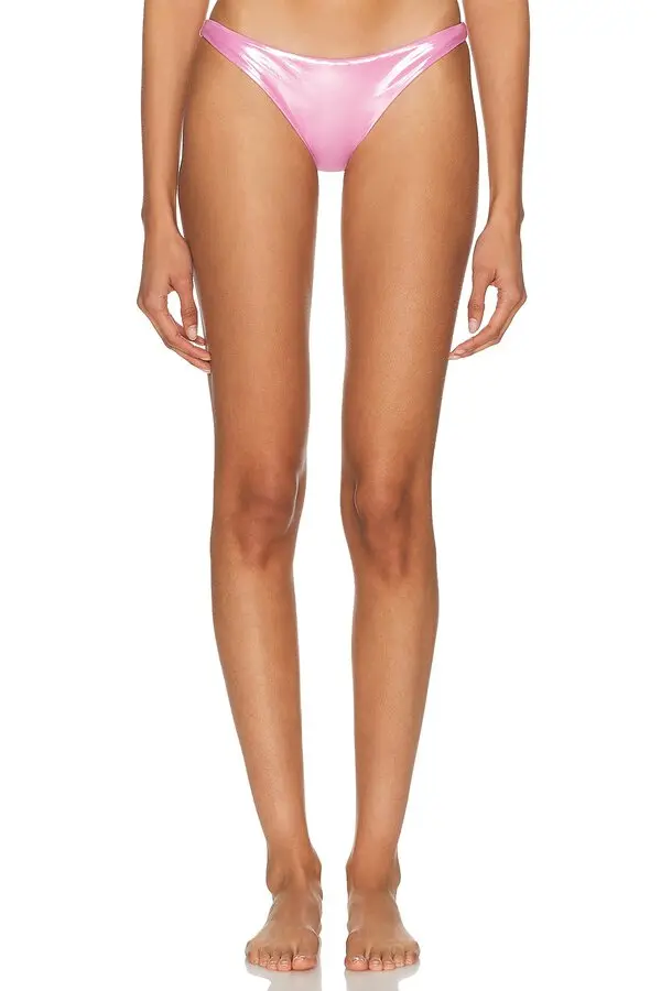 Blumarine Laminated Bikini Bottom - Wild Rose