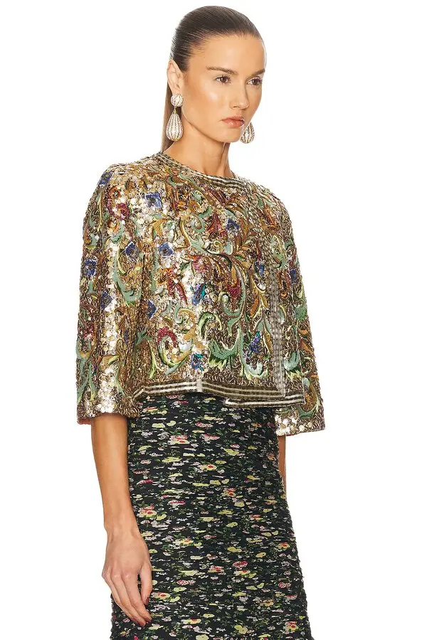 Valentino Garavani Embroidered Jacket In Metallic Gold