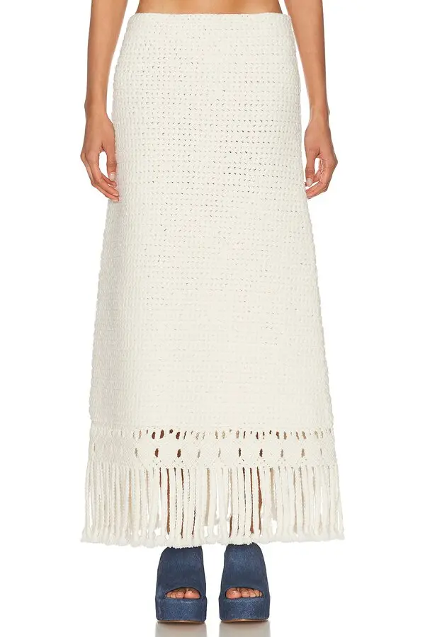 Gabriela Hearst Macha Crochet Knit Skirt - Ivory