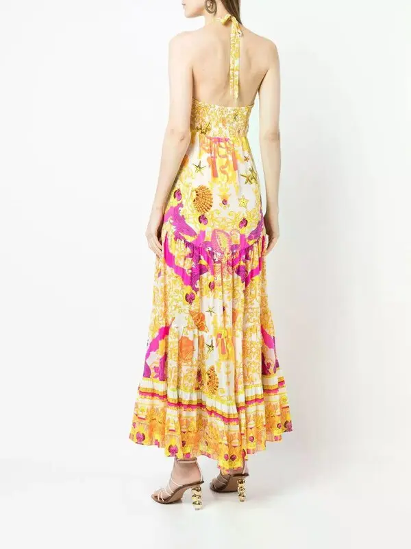 Camilla Graphic-print Halterneck Midi Dress