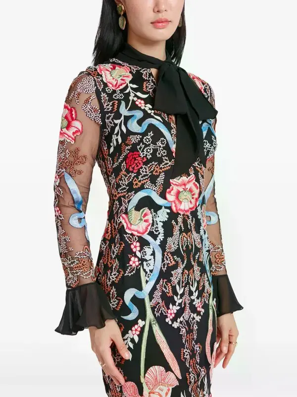 TEMPERLEY LONDON Bilbao Tie Midi Dress - Black