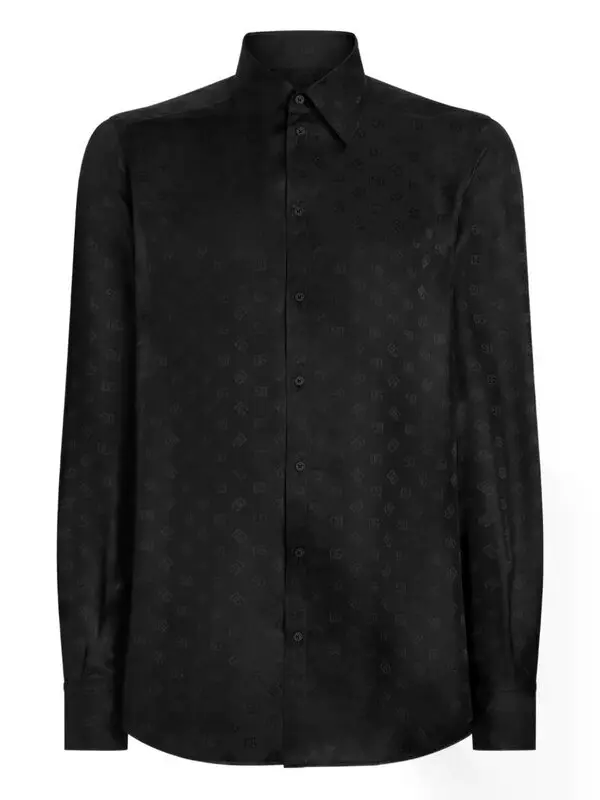 Dolce & Gabbana Martini Monogram Silk Shirt - Black
