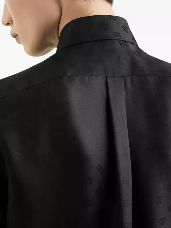 Dolce & Gabbana Martini Monogram Silk Shirt - Black