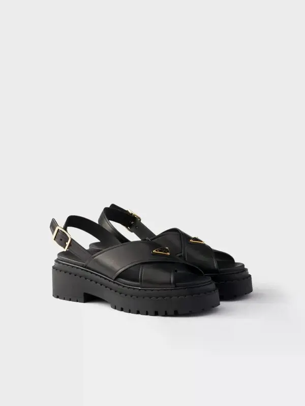 Prada Leather Platform Sandals