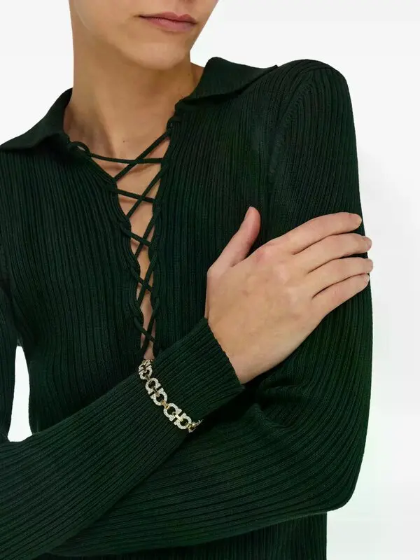 FERRAGAMO Crystal Embellished Gancini Link Bracelet
