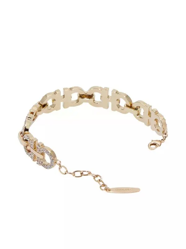 FERRAGAMO Crystal Embellished Gancini Link Bracelet