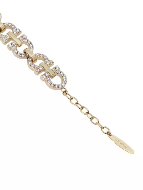 FERRAGAMO Crystal Embellished Gancini Link Bracelet
