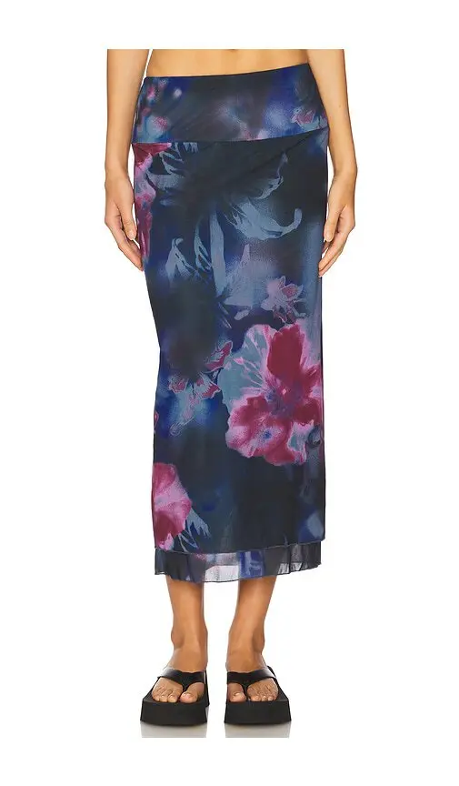 Free People Sunset Mesh Maxi Skirt - Blue
