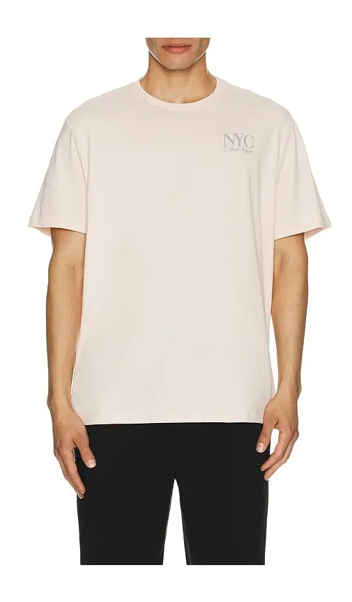Calvin Klein Embroidered Nyc Back Crewneck Tee In . Also - Blush
