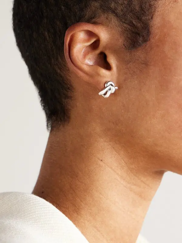 Bottega Veneta Knot Stud Earrings - Silver | Editorialist