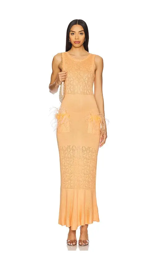 Andreeva Knit Dress With Ostrich Feathers Details In Peach - 60% Off |  Editorialist