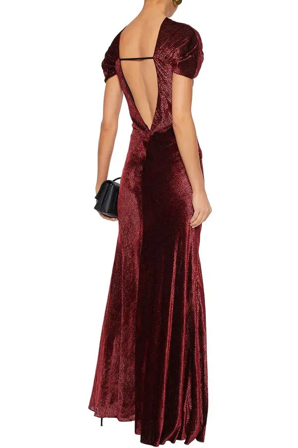 Rosetta Getty Ruched Devoré-velvet Gown