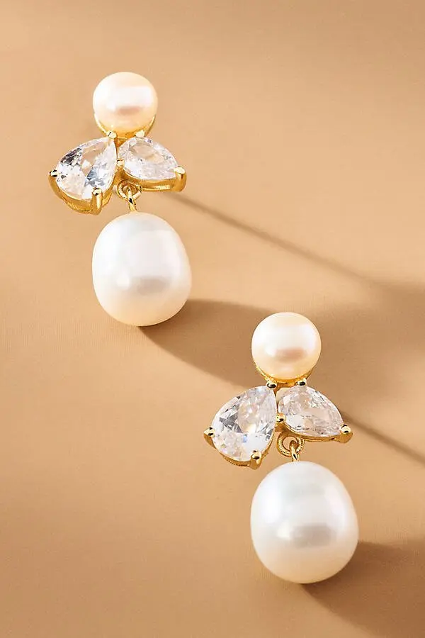Shashi Cecillia Pearl Drop Earrings - Gold