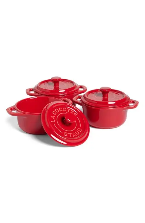 STAUB 3-piece Mini Round Cocotte Set - Cherry