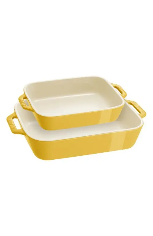 STAUB 2-piece Ceramic Rectangular Baking Dishes - Citron