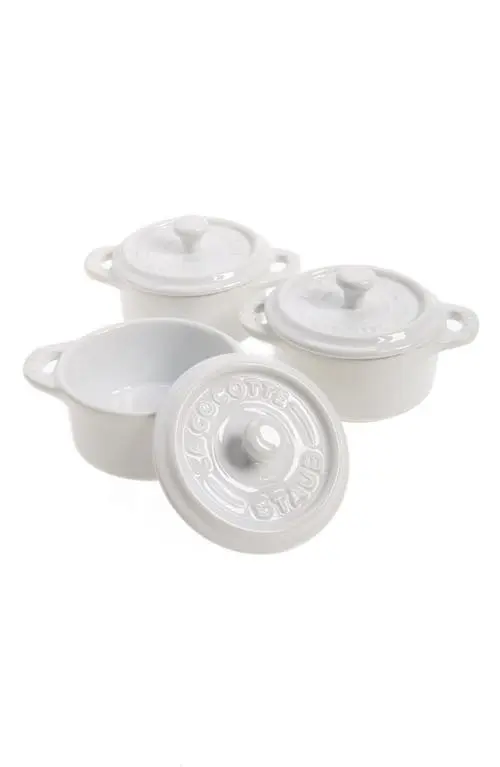 STAUB Set Of 3 Mini Round Ceramic Cocottes - White