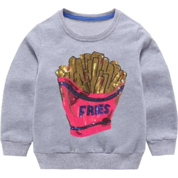 LOLA + THE BOYS French Fries Sequin Sweatshirt - Grey