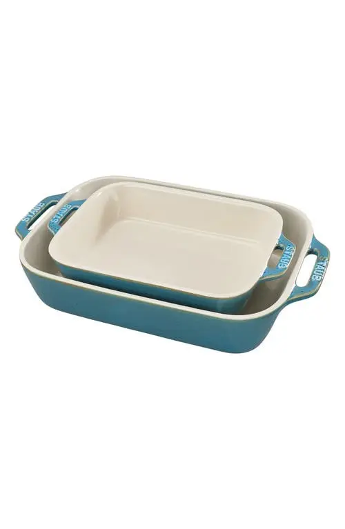 STAUB 2-piece Rectangular Baking Dish Set - Rustic Turquoise