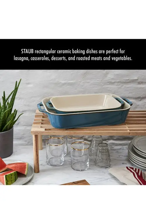 STAUB 2-piece Rectangular Baking Dish Set - Rustic Turquoise