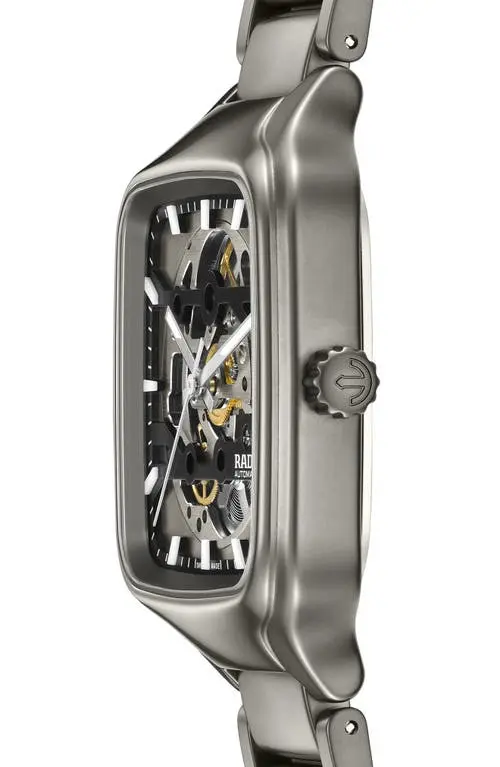 RADO True Square Skeleton Automatic Ceramic Bracelet Watch - Gray