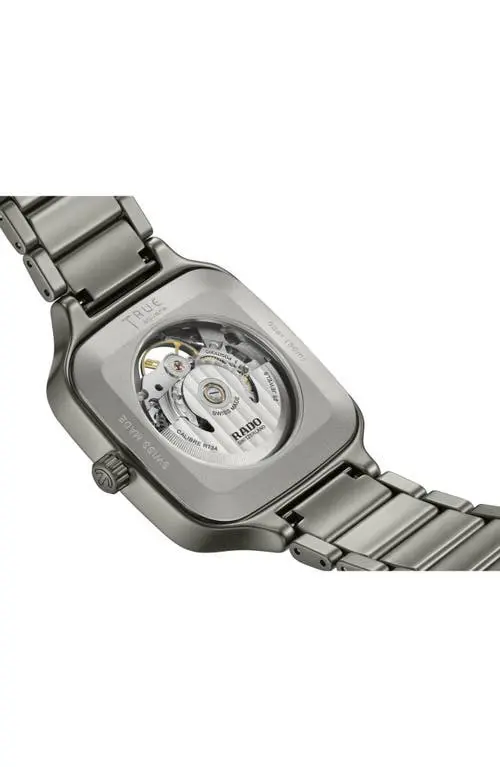 RADO True Square Skeleton Automatic Ceramic Bracelet Watch - Gray
