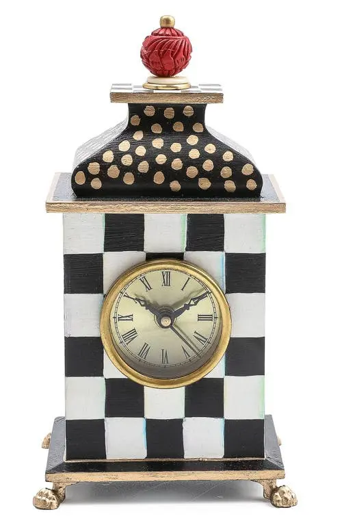 MACKENZIE-CHILDS Courtly Check Desk Clock - Black/ White