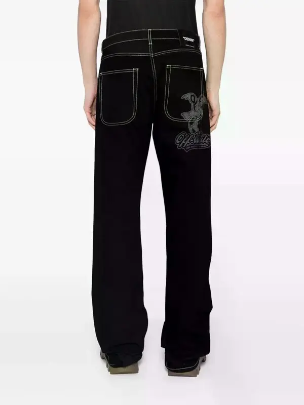 Off-White Logo-printed Straight-leg Jeans