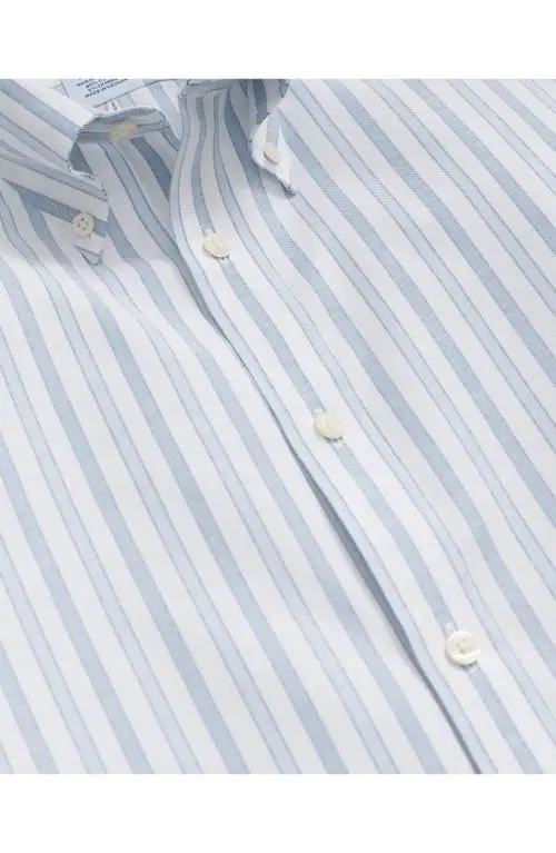 Brooks Brothers Non-iron Regular Fit Stripe Stretch Cotton Button-down Oxford Shirt - Blue