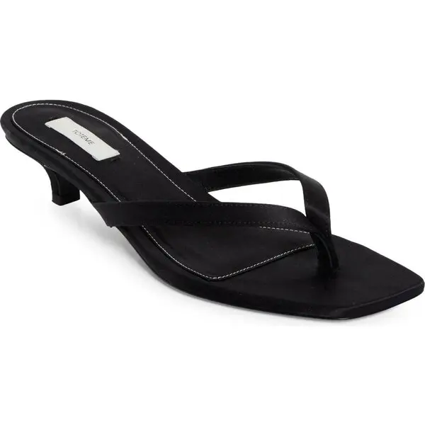 TOTEME Kitten Heel Flip Flop - Black