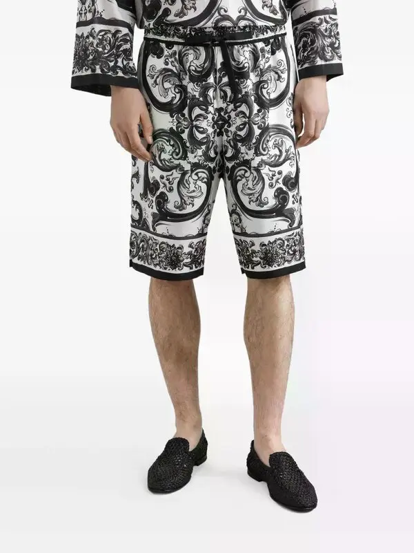 Dolce & Gabbana Maiolica Print Bermuda Shorts - White