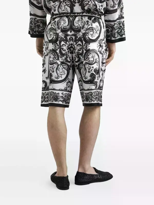 Dolce & Gabbana Maiolica Print Bermuda Shorts - White