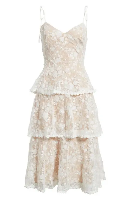 Lucy Paris April Tie Strap Tiered Lace Dress In White - 50% Off |  Editorialist