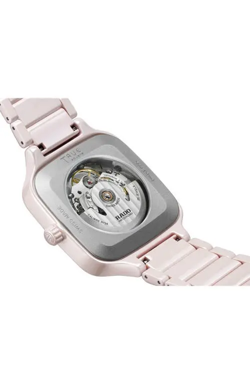 RADO True Square Automatic Open Heart Ceramic Bracelet Watch - Pink