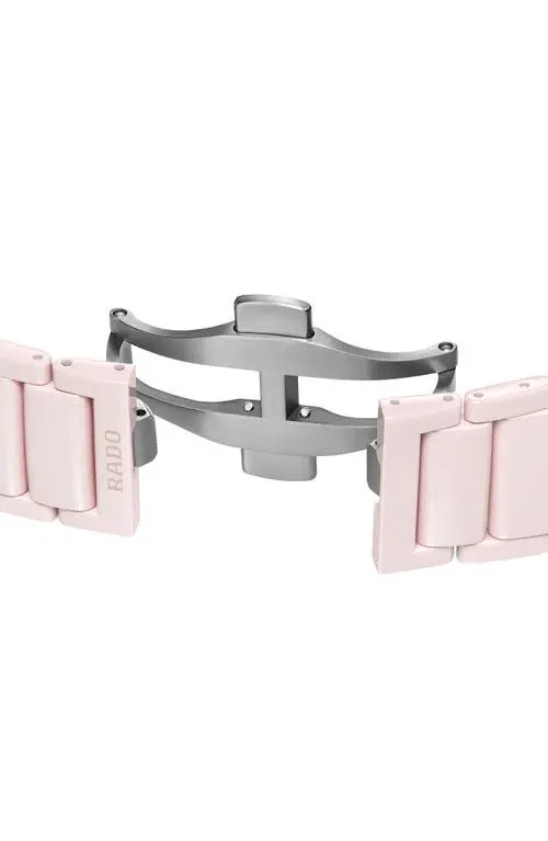 RADO True Square Automatic Open Heart Ceramic Bracelet Watch - Pink
