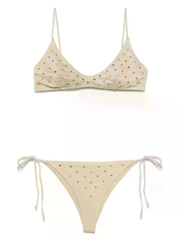 MC2 SAINT BARTH Rhinestone-embellished Bikini Set - Neutrals