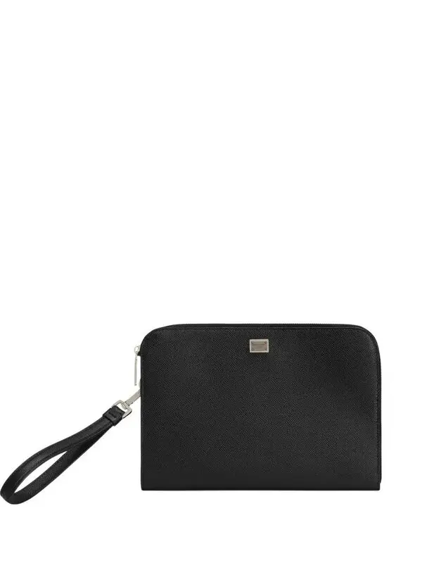 Dolce & Gabbana Leather Clutch With Detachable Wrist Strap - Black