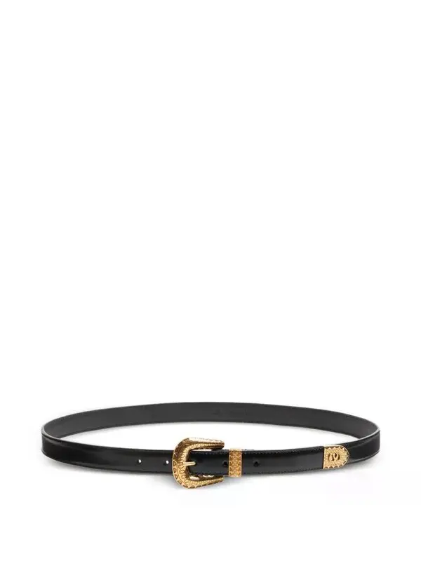 Valentino Garavani Vlogo Signature Brushed Calfskin Belt - Black