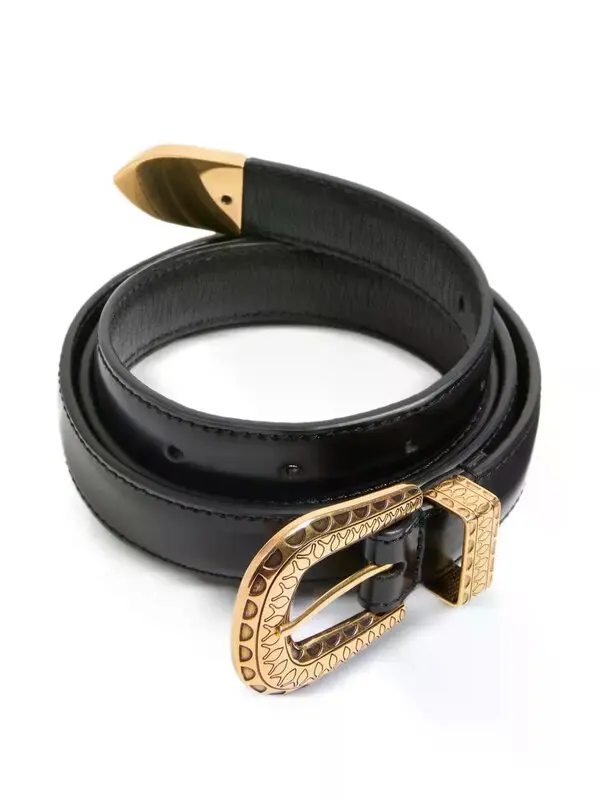 Valentino Garavani Vlogo Signature Brushed Calfskin Belt - Black
