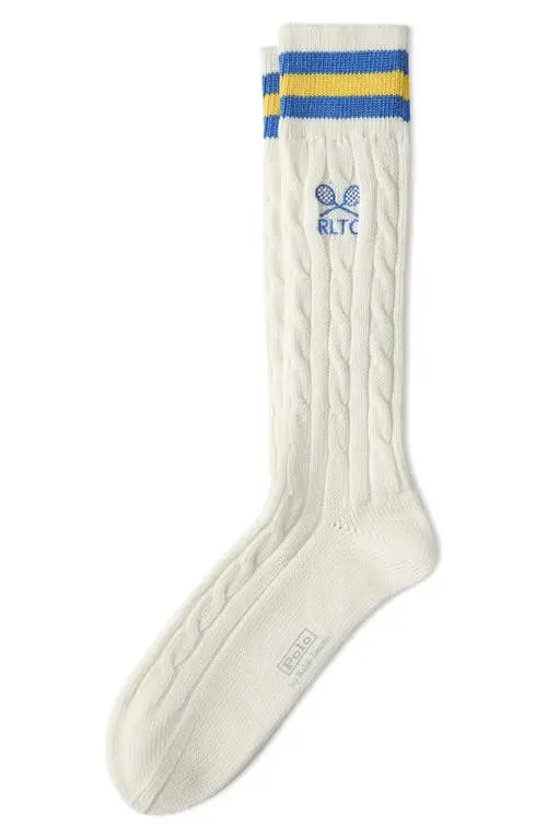 Polo Ralph Lauren Cricket Tennis Racquet Cable Socks - Cream