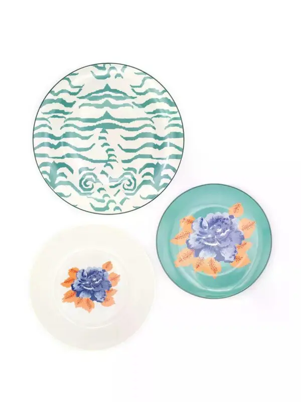 LISA CORTI Indian Tiger Plate Set - Green