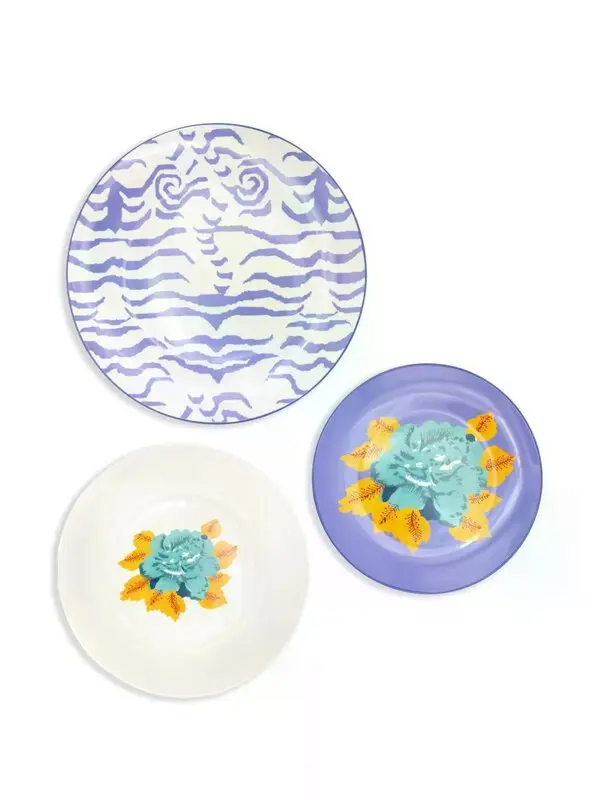 LISA CORTI Indian Tiger Plate Set - White