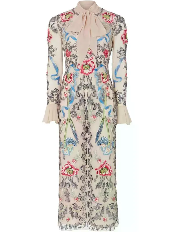 TEMPERLEY LONDON Bilbao Tie Midi Dress - Pink