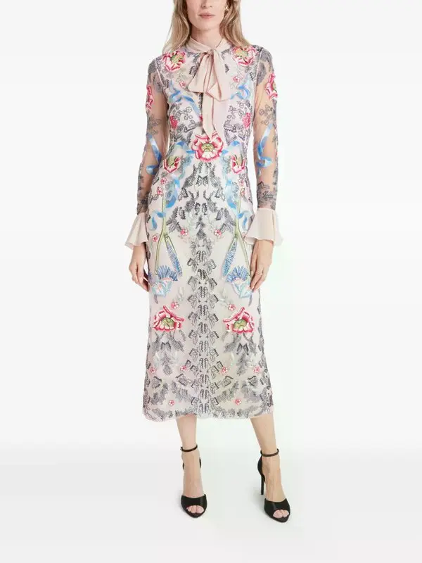 TEMPERLEY LONDON Bilbao Tie Midi Dress - Pink