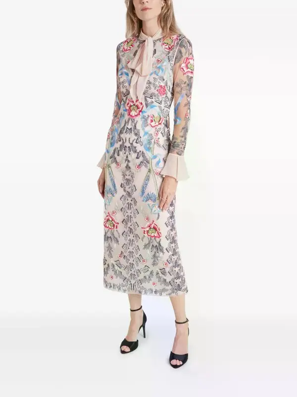 TEMPERLEY LONDON Bilbao Tie Midi Dress - Pink