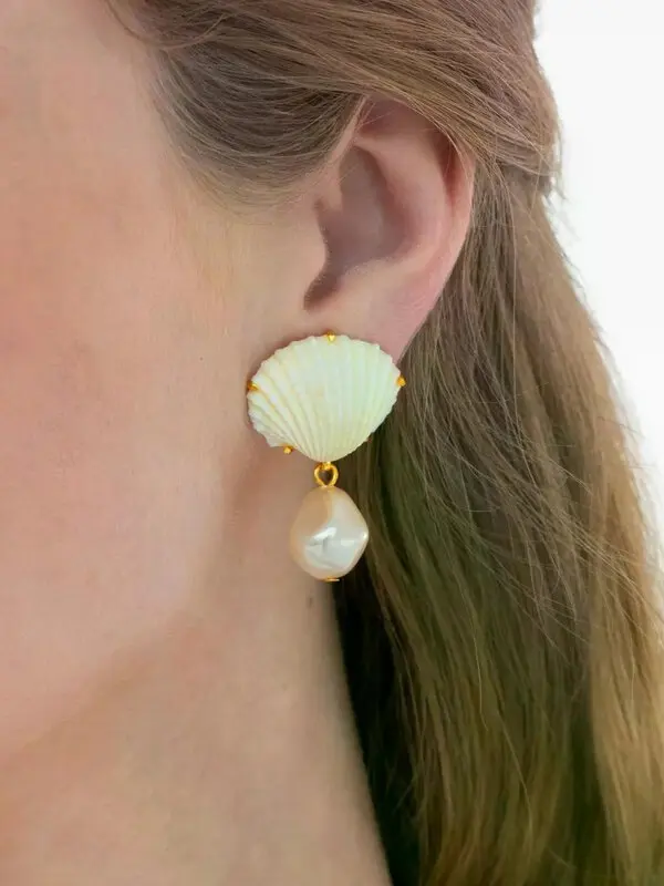 JENNIFER BEHR Isola Shell Drop Earrings - Pink