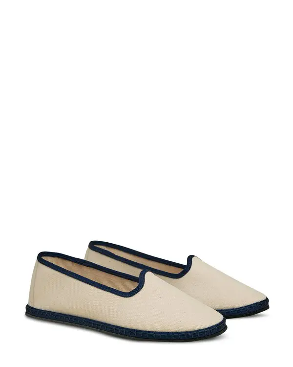 PRATESI Resort Canvas Espadrille Flats - Ecru/navy