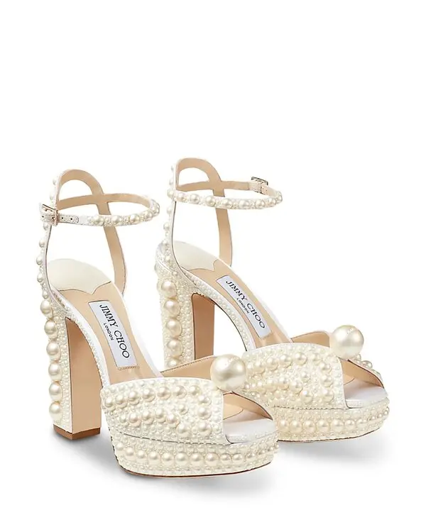 JIMMY CHOO Sacaria 120 Embellished Sandals - White