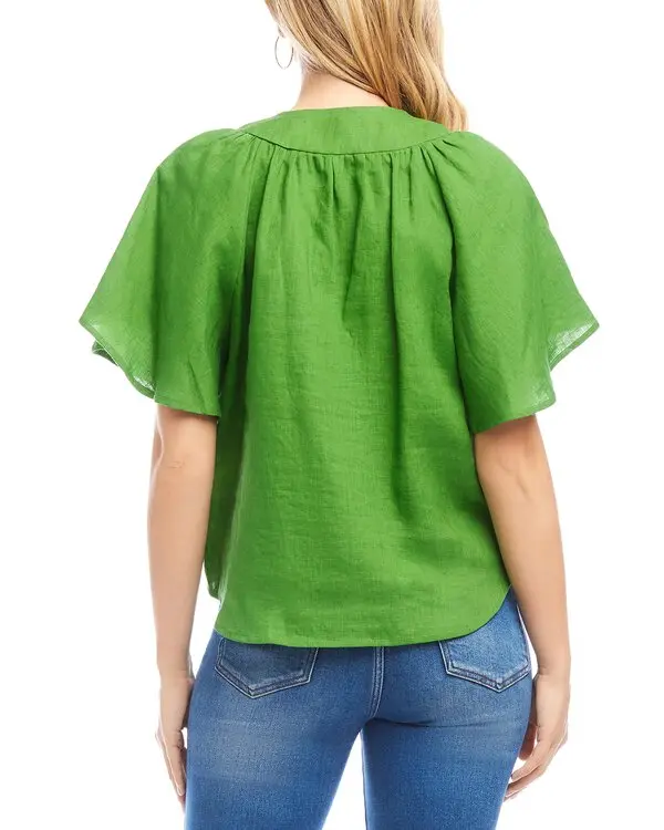 Karen Kane Linen Flutter Sleeve Top