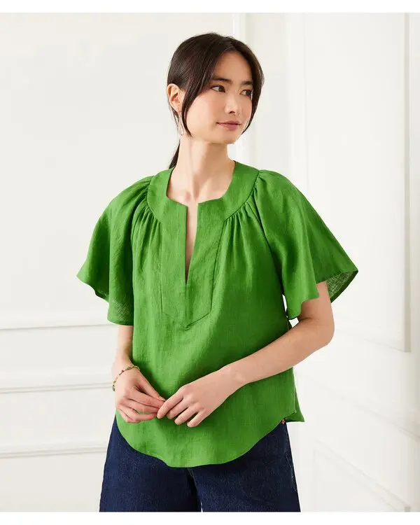 Karen Kane Linen Flutter Sleeve Top